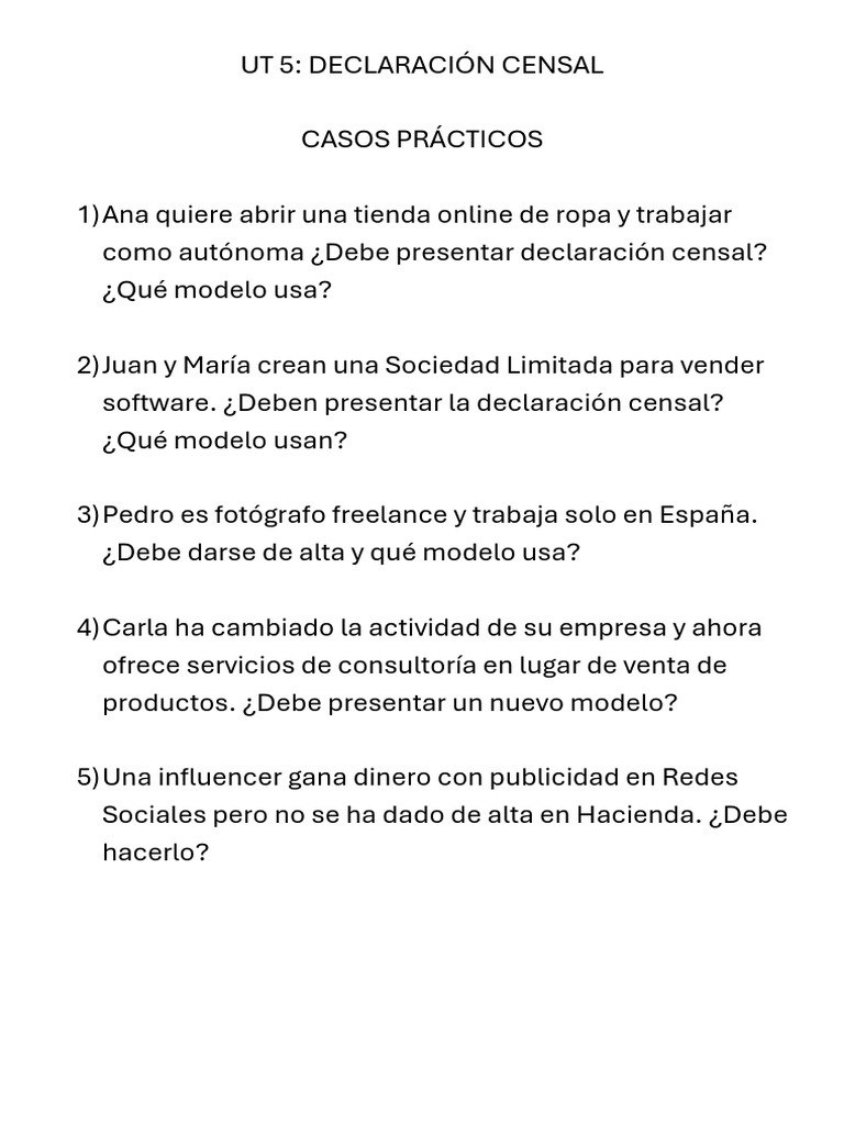 UT5 Casos Pra-cticos CENSAL e IAE (1) | PDF