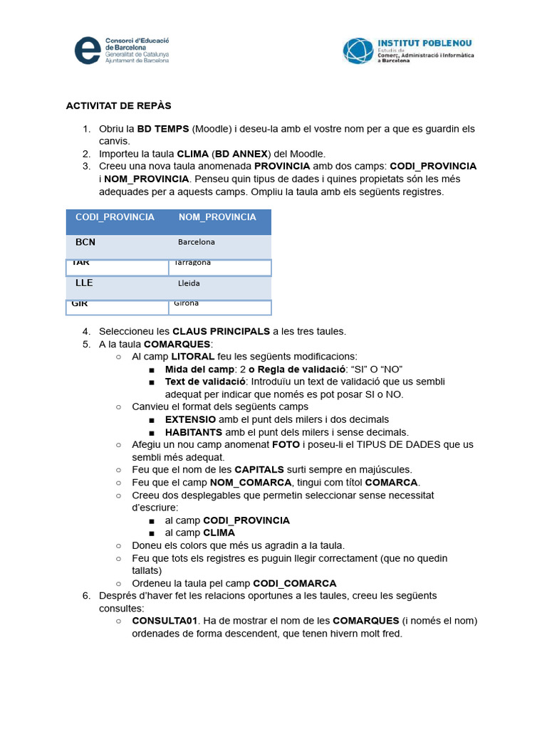 Activitat de Repàs | PDF