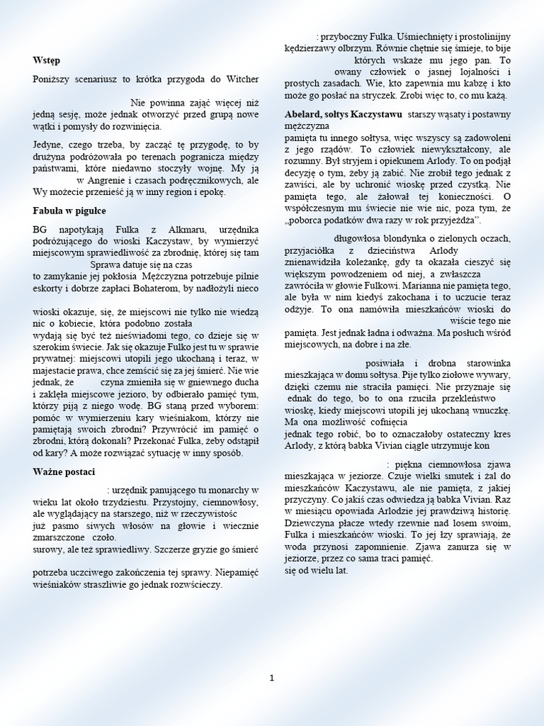 Witcher RPG - Zapomnienie | PDF
