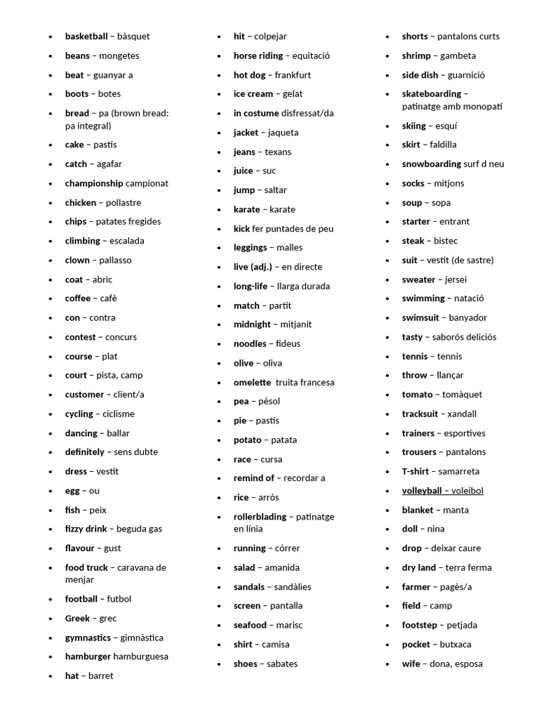 Vocabulary Unit 4 | PDF