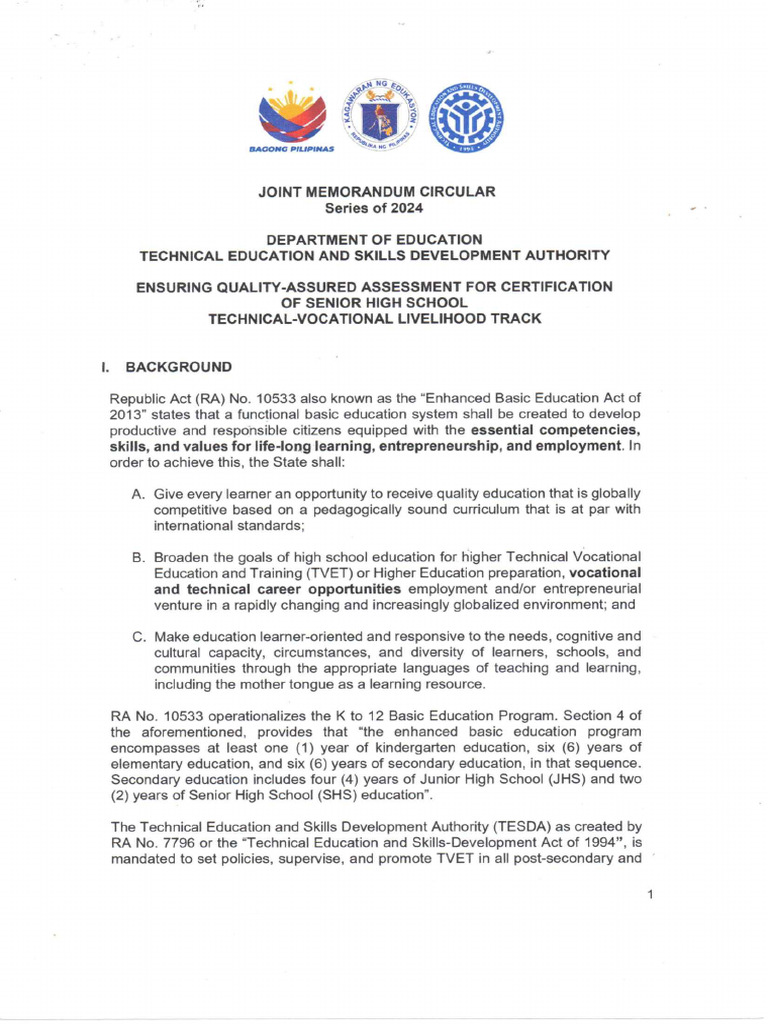 Joint Memorandum Circular Ensuring Quality Assured Assessment | PDF