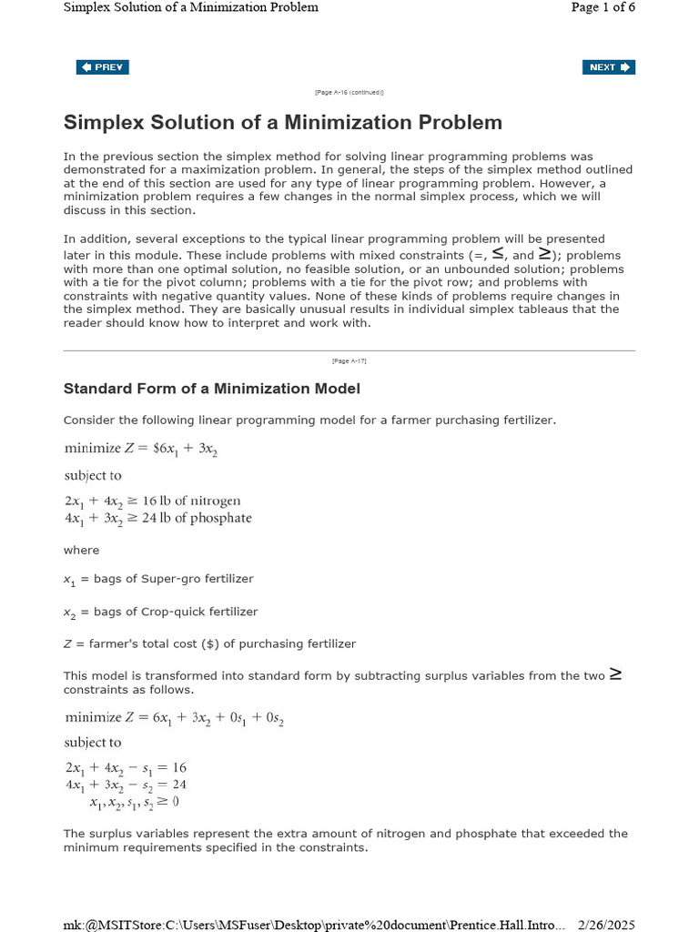 simplex solution maximazation | PDF | Linear Programming | Mathematical Optimization