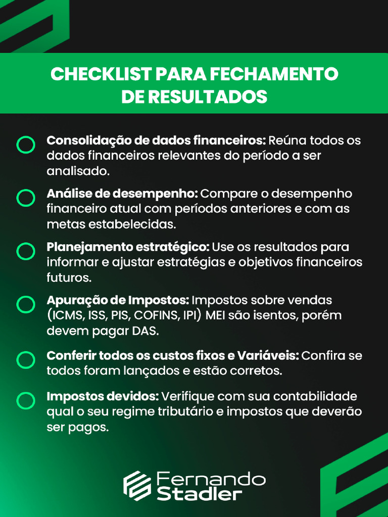 Check list fechamento resultados | PDF