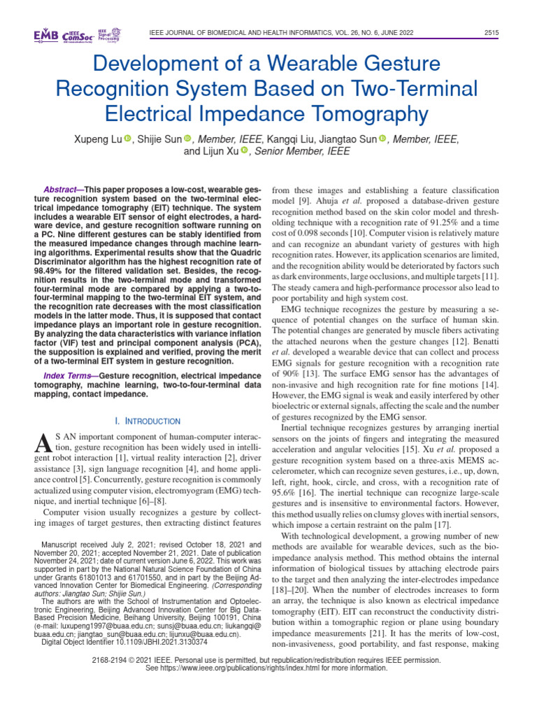 Development of A Wearable Gesture Recognition System Based On Two ...