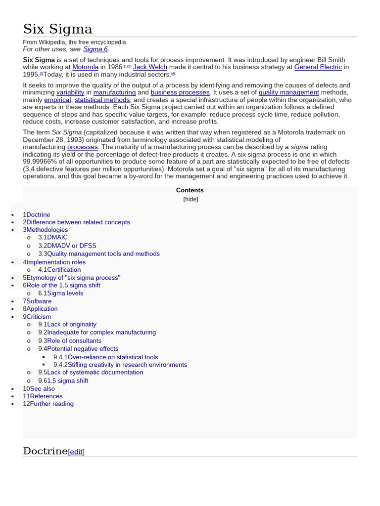 6 Sigma | PDF | Six Sigma | Standard Deviation