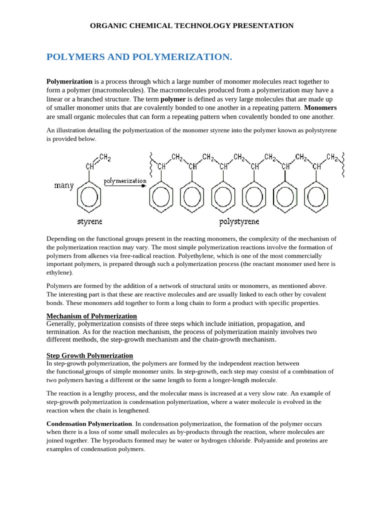 HND Presentations Term I Phase 1 2024 | PDF | Polymerization | Polymers