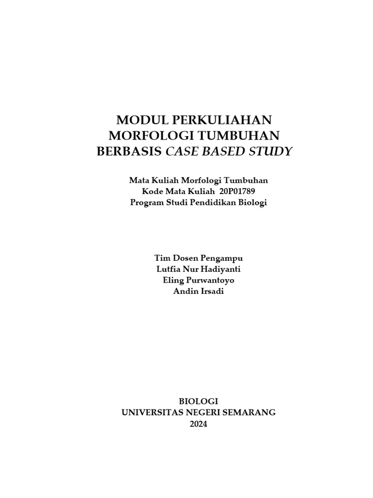 Bahan Ajar Morfologi Tumbuhan Modul Morfologi Tumbuhan Berbasis Case Based Study-2024 | PDF