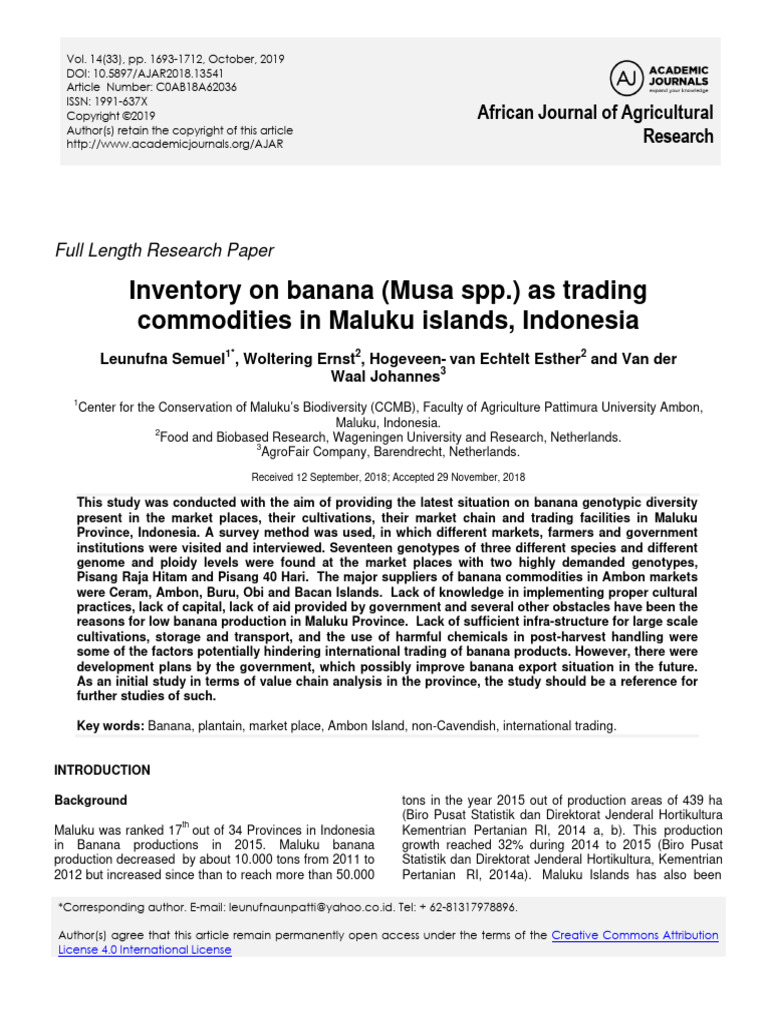 Inventory On Banana Musa SPP As Trading | PDF | Banana
