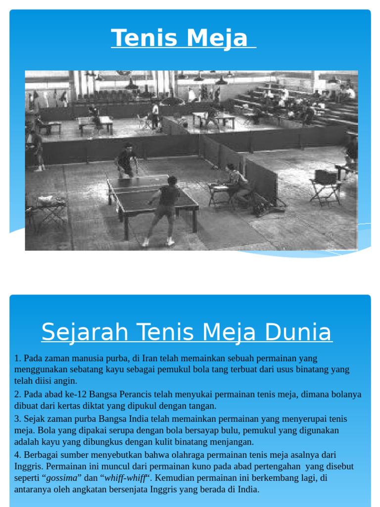 Sejarah dan Teknik Dasar Tenis Meja | PDF