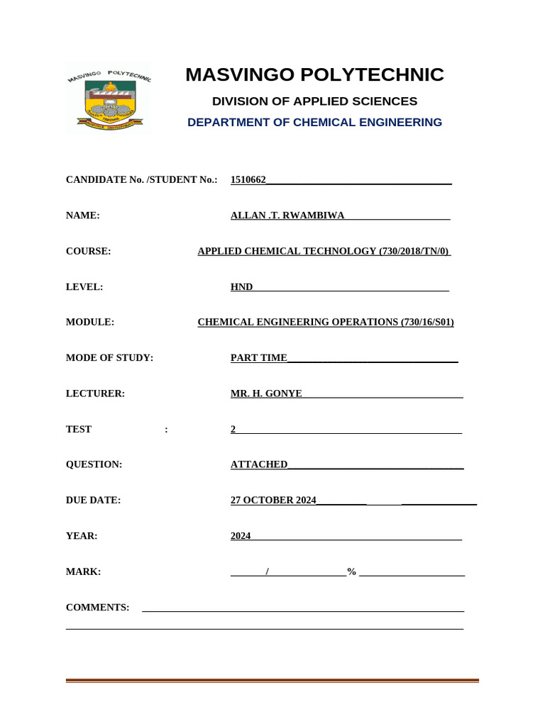 CEOps Test 2 Answers 2024 Final | PDF | Distillation | Chemical Reactor