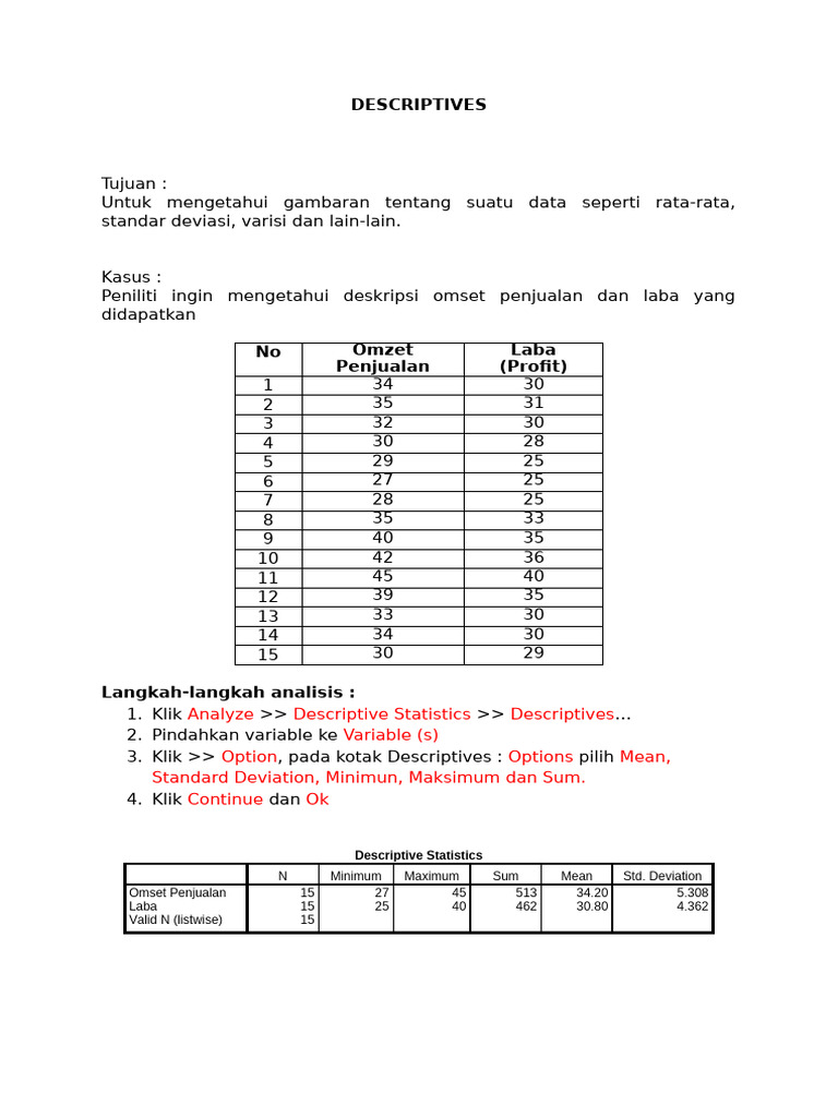 Materi Deskriptif Dengan SPSS | PDF