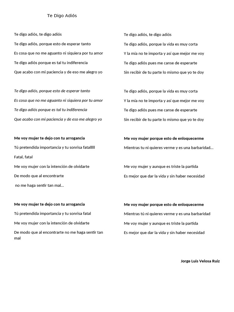 Te Digo Adiós | PDF