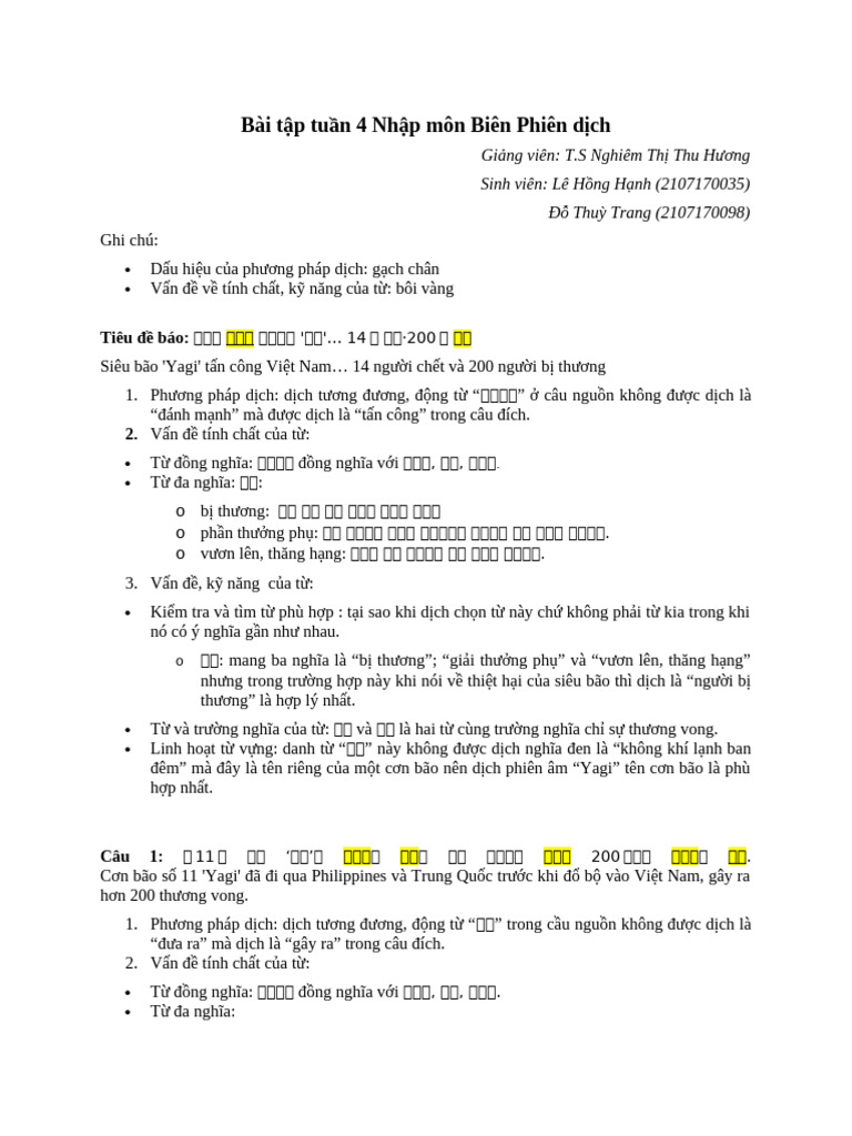 BTT4 - NMBPD - Lê H NG H NH, Đ Thu Trang | PDF