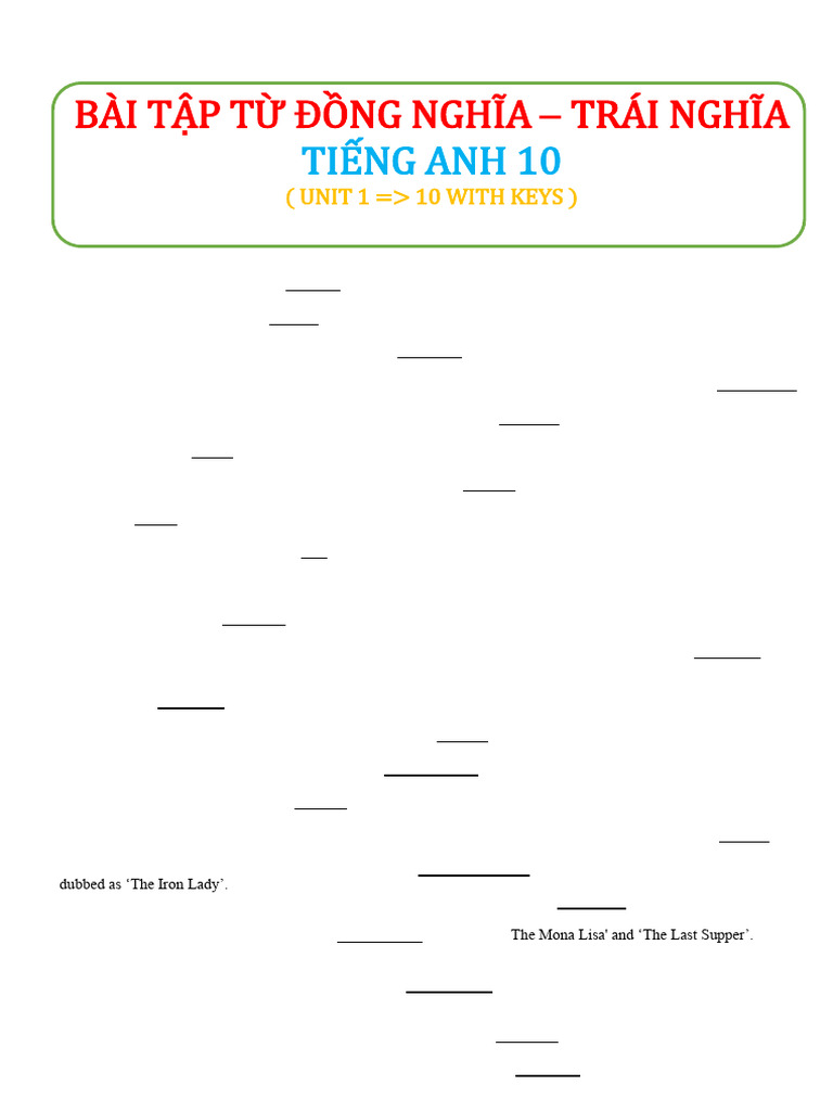 English Synonyms & Antonyms Exercises | PDF | Pollution | Energy ...