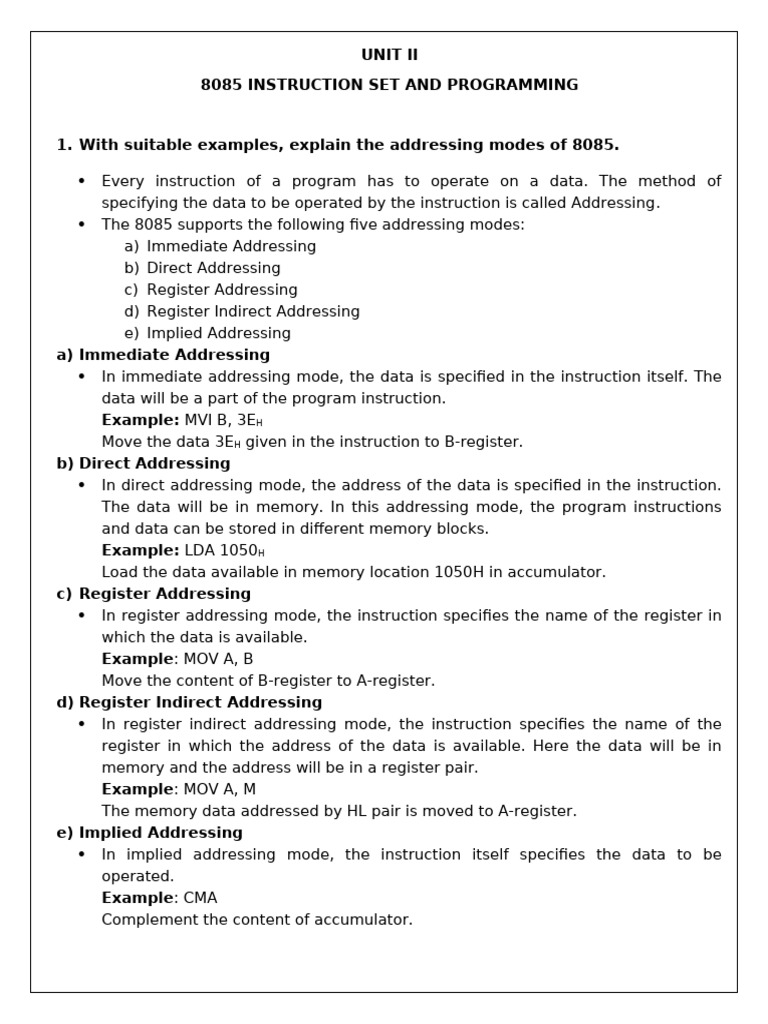 8085 INSTRUCTION SET AND PROGRAMMING | PDF | Binary Coded Decimal | Central Processing Unit