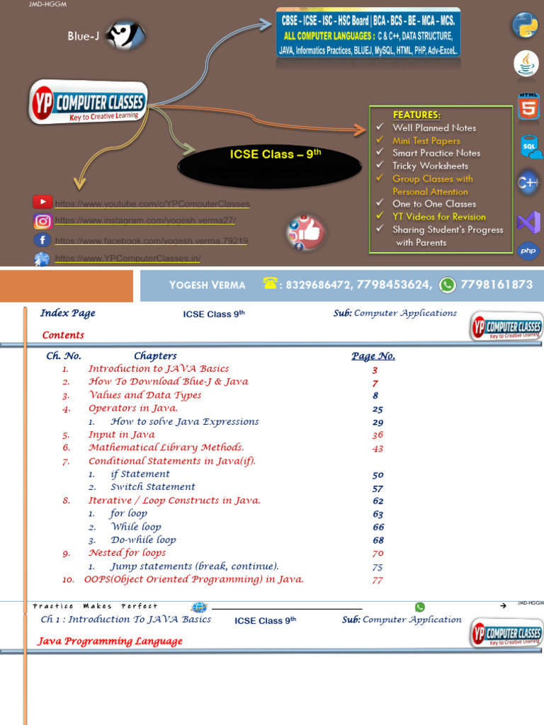 Ypcc Icse 9th Comp Notes - 2022 - 23 | PDF | Java (Programming Language ...