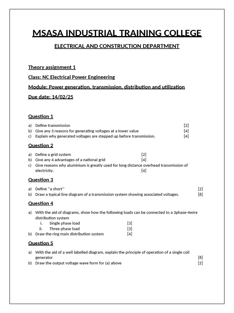 Theory 1-Power Generation, Transmission, Distribution and Utilization-2 | PDF