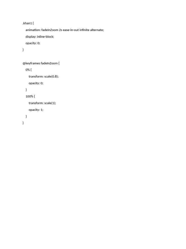 Animation= Fade in With Zoom Css Code | PDF