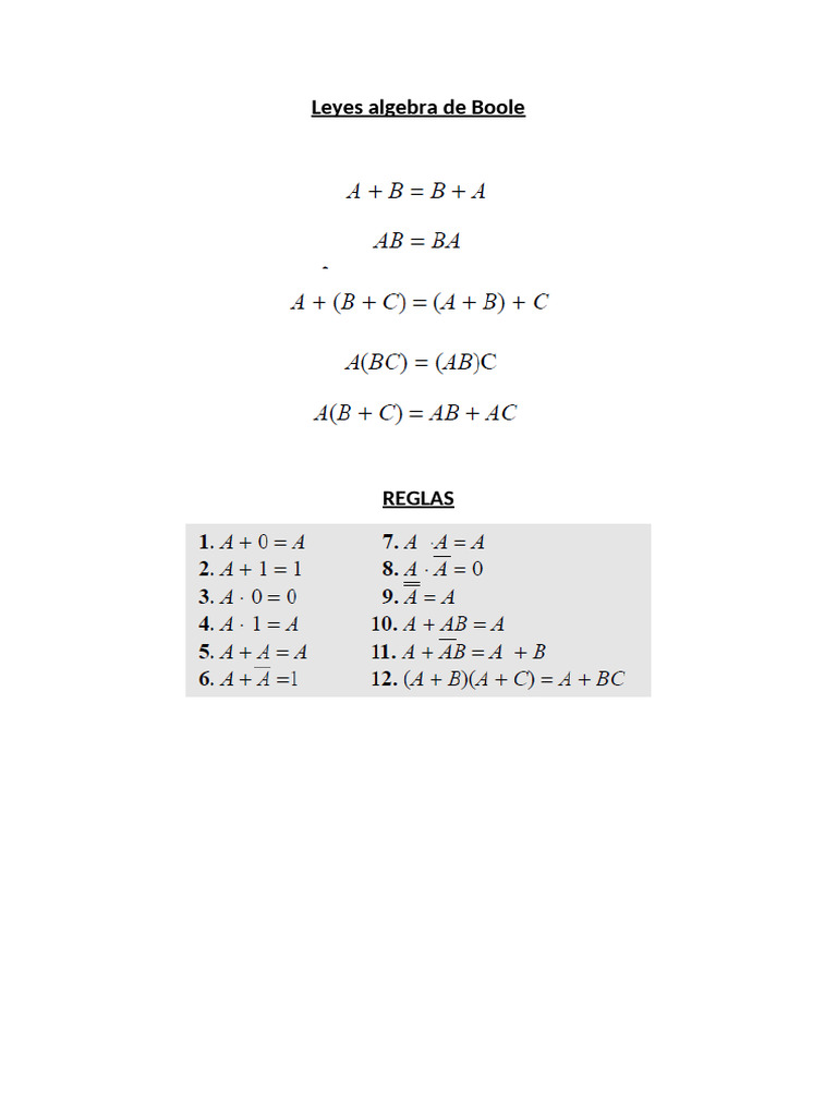 Algebra de Boole 2 | PDF