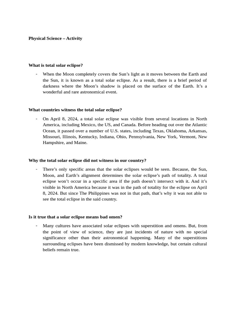 PhySci - ACTIVITY | PDF