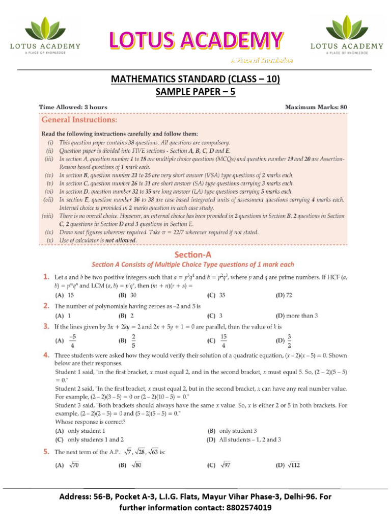 Maths SP-5 (Standard) | PDF