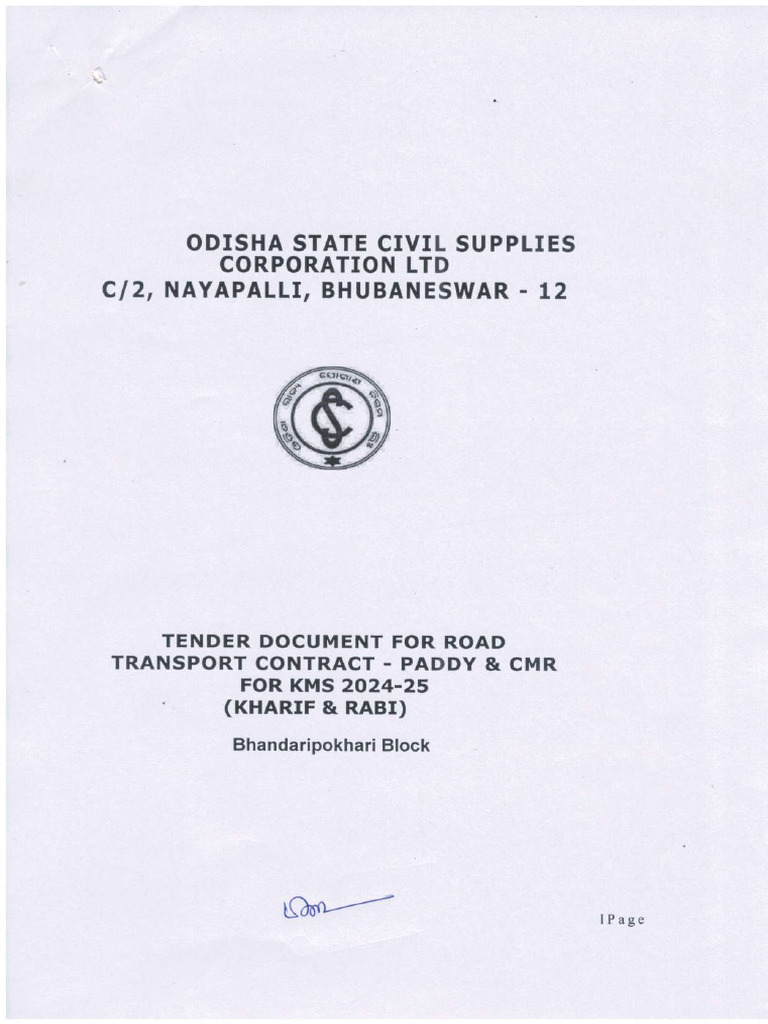 Odisha Paddy Transport Tender 2024-25 | PDF | Transport | Business