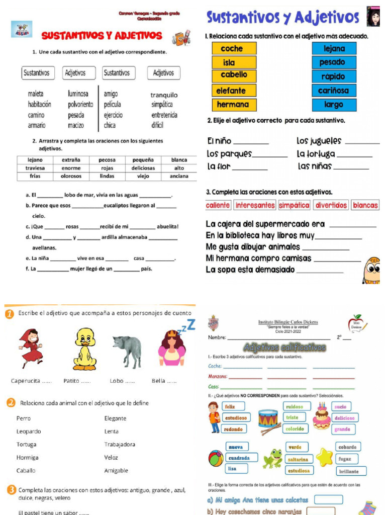 Sustantivos y Adjetivo Segundo Grado | PDF