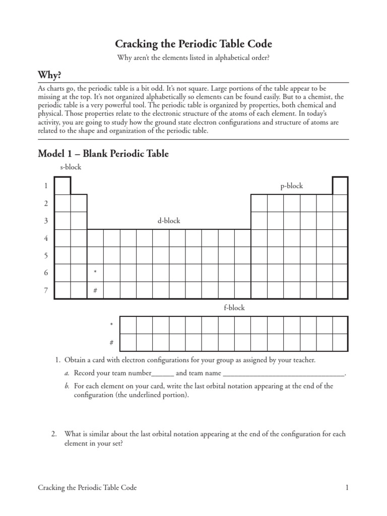 14 Cracking The Periodic Table Code-S Chem | PDF | Periodic Table | Electron Configuration