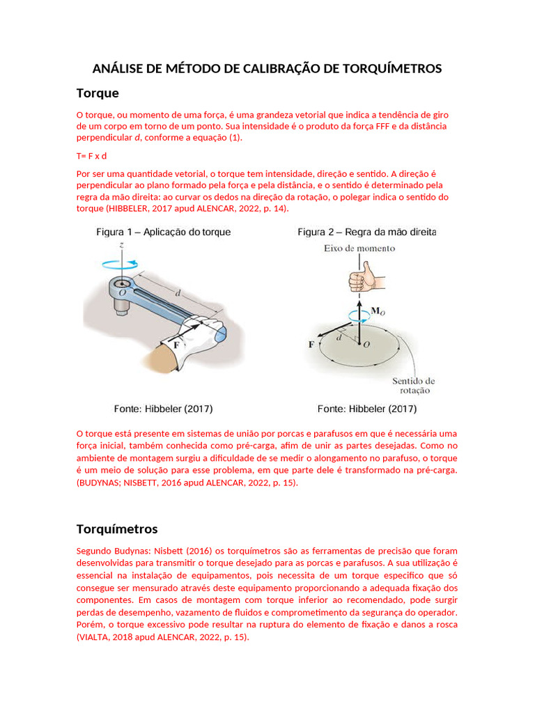 Análise de Método de Calibração de Torquímetros (1) | PDF | Torque ...