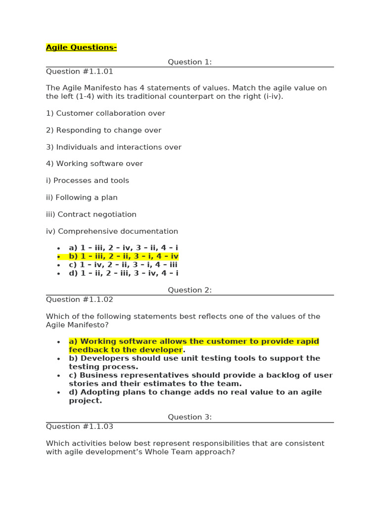 Agile Questions | PDF | Agile Software Development | Scrum (Software ...