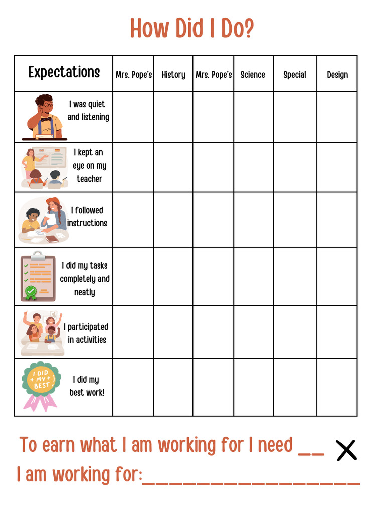 My Daily Behavior Orange Illustrative Character Education Worksheet ...