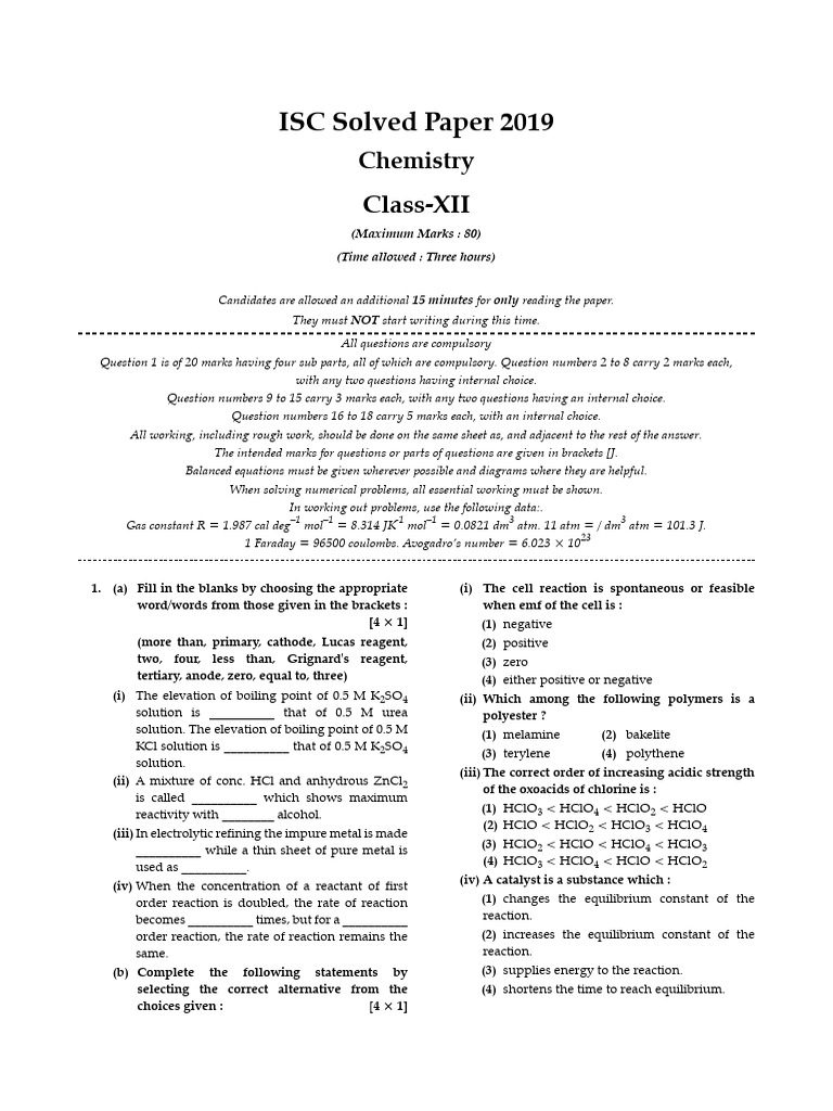 Chemistry FY 2019 | PDF | Applied And Interdisciplinary Physics ...