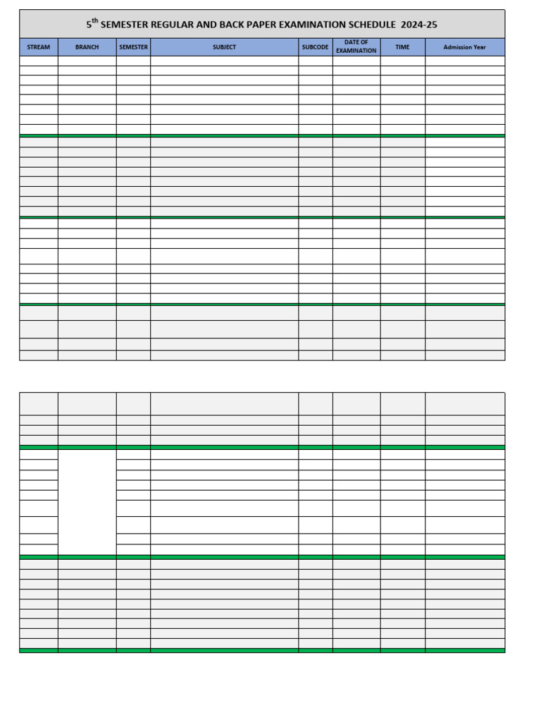 B.Tech 5th Sem Exam Schedule 2024 | PDF | Engineering | Physical Sciences