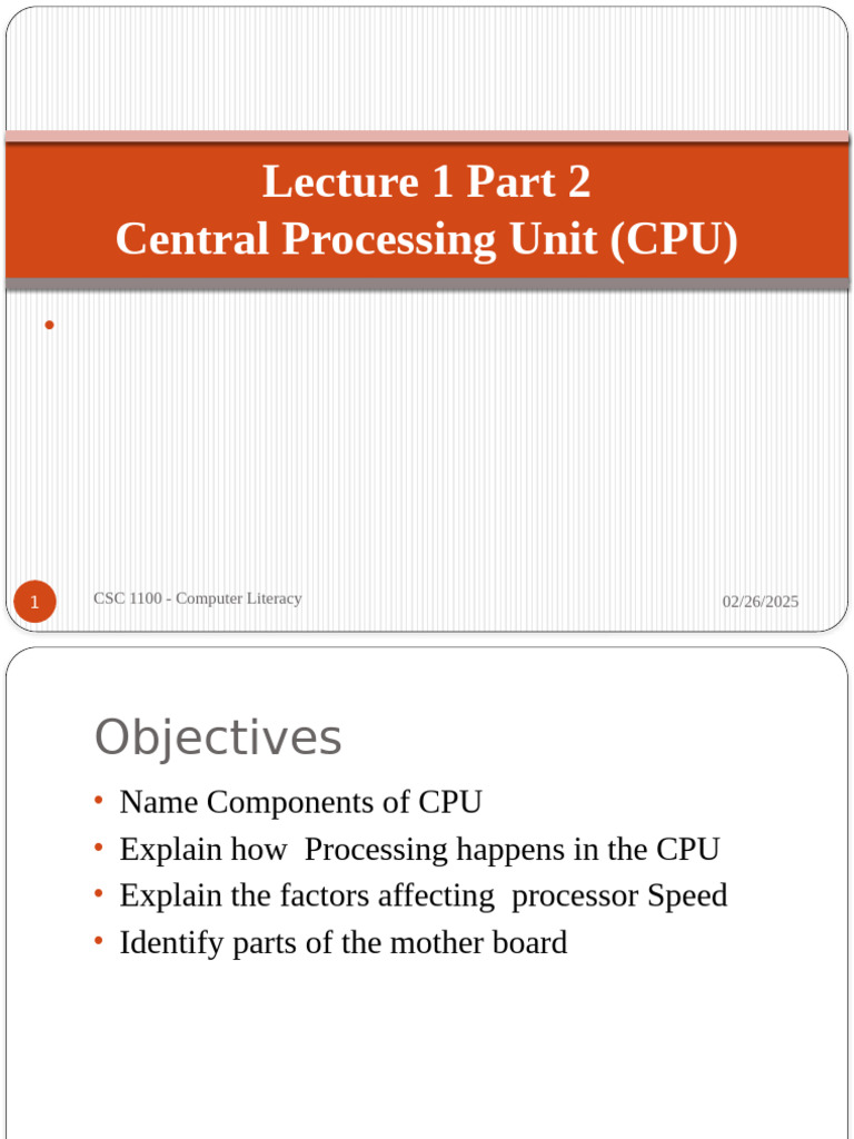 Computer basics_CPU | PDF | Central Processing Unit | Electronics