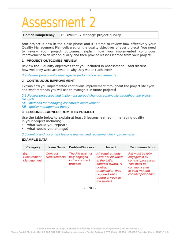 A20248 Project Quality Assessment2 | PDF