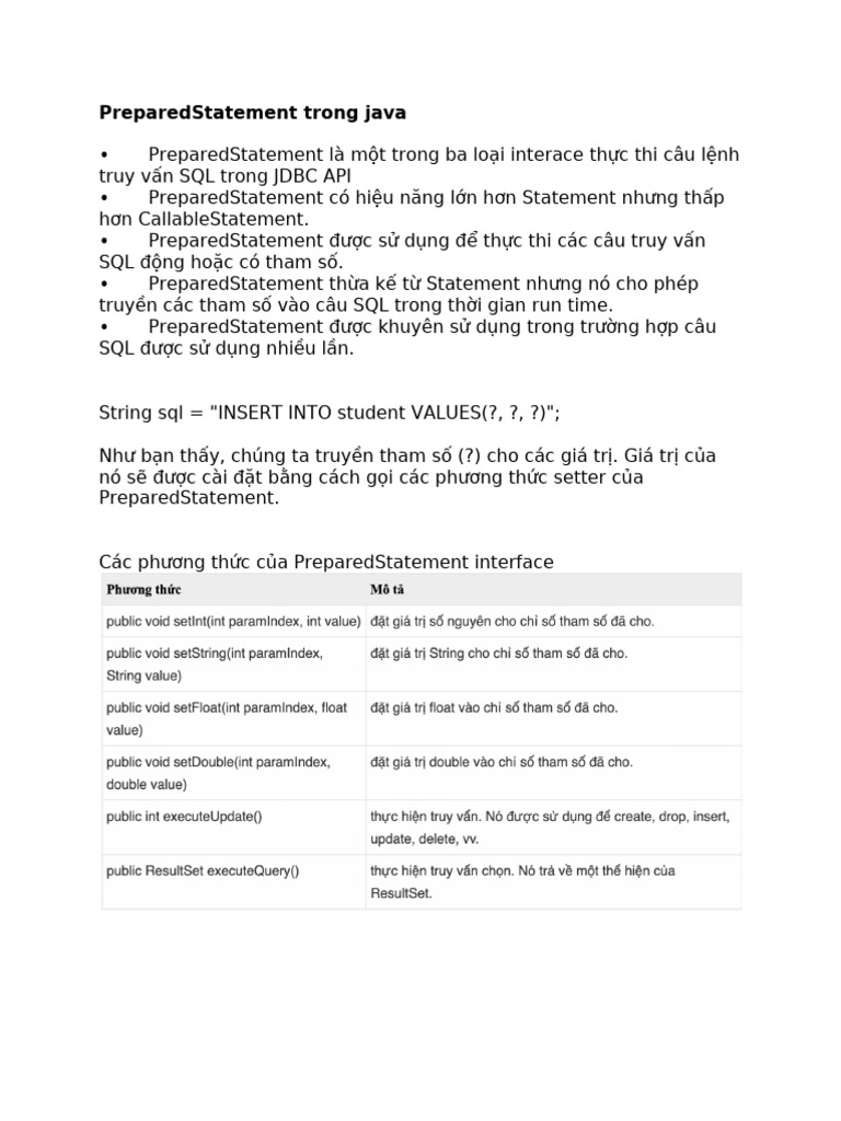 PreparedStatement Trong Java | PDF