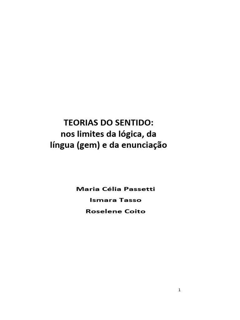 Teorias Do Sentido: Nos Limites Da Lógica | PDF | Linguística | Semântica
