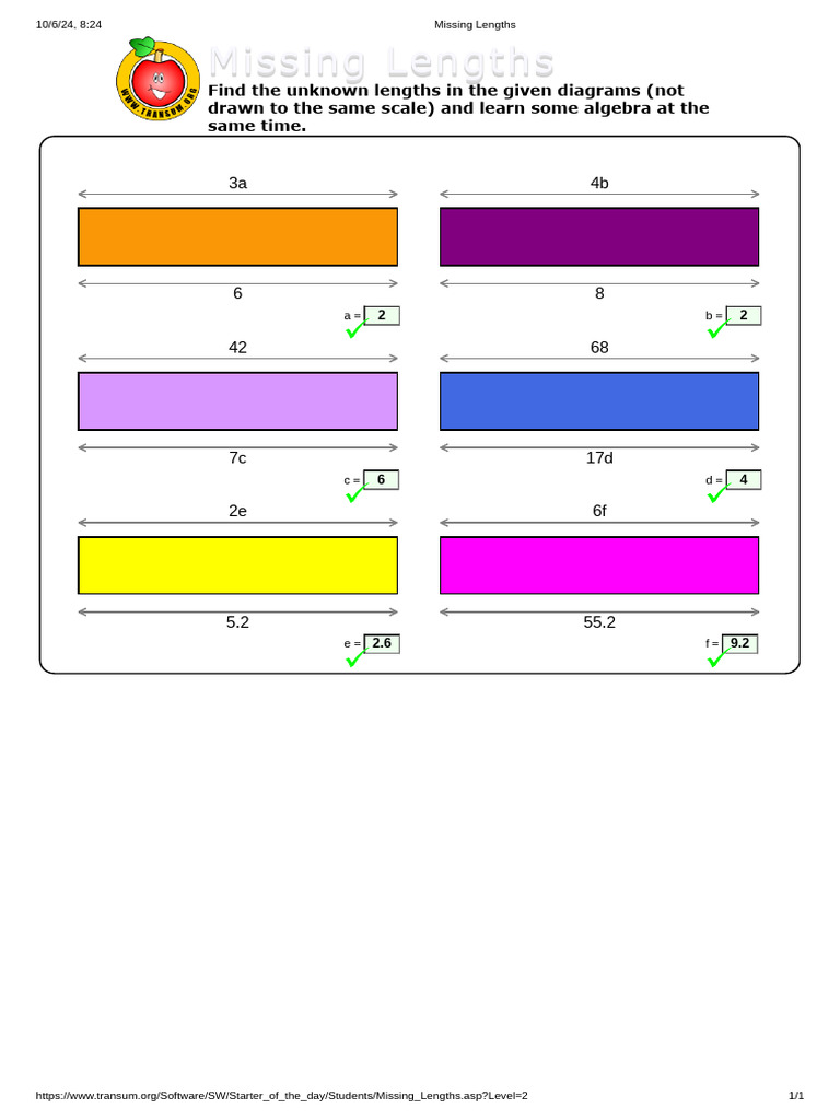 Algebra Practice: Find Missing Lengths | PDF