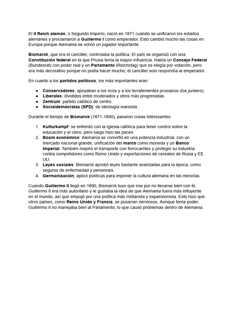 El II Reich Alemán | PDF