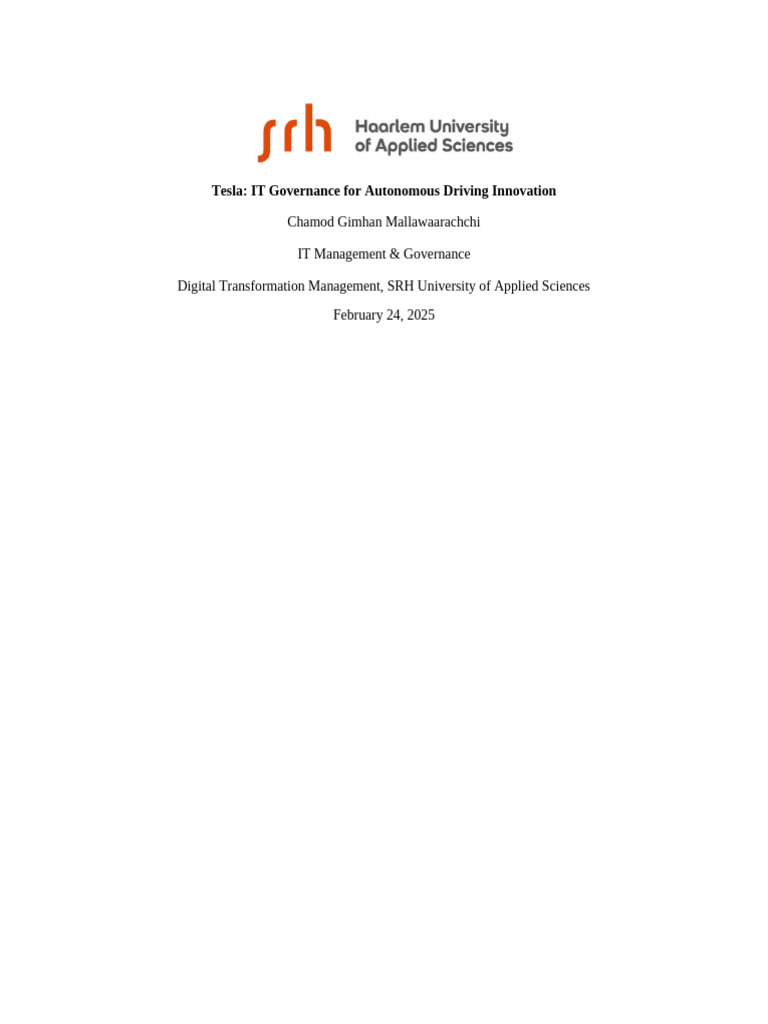 Tesla's IT Governance for AV Innovation | PDF | Governance | Computer ...