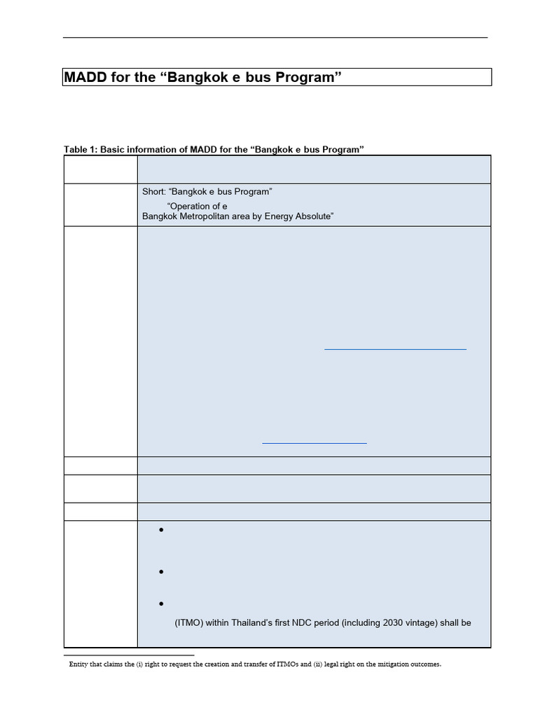 Mitigation Activity Design Document (MADD) - Bangkok E-bus Program ...