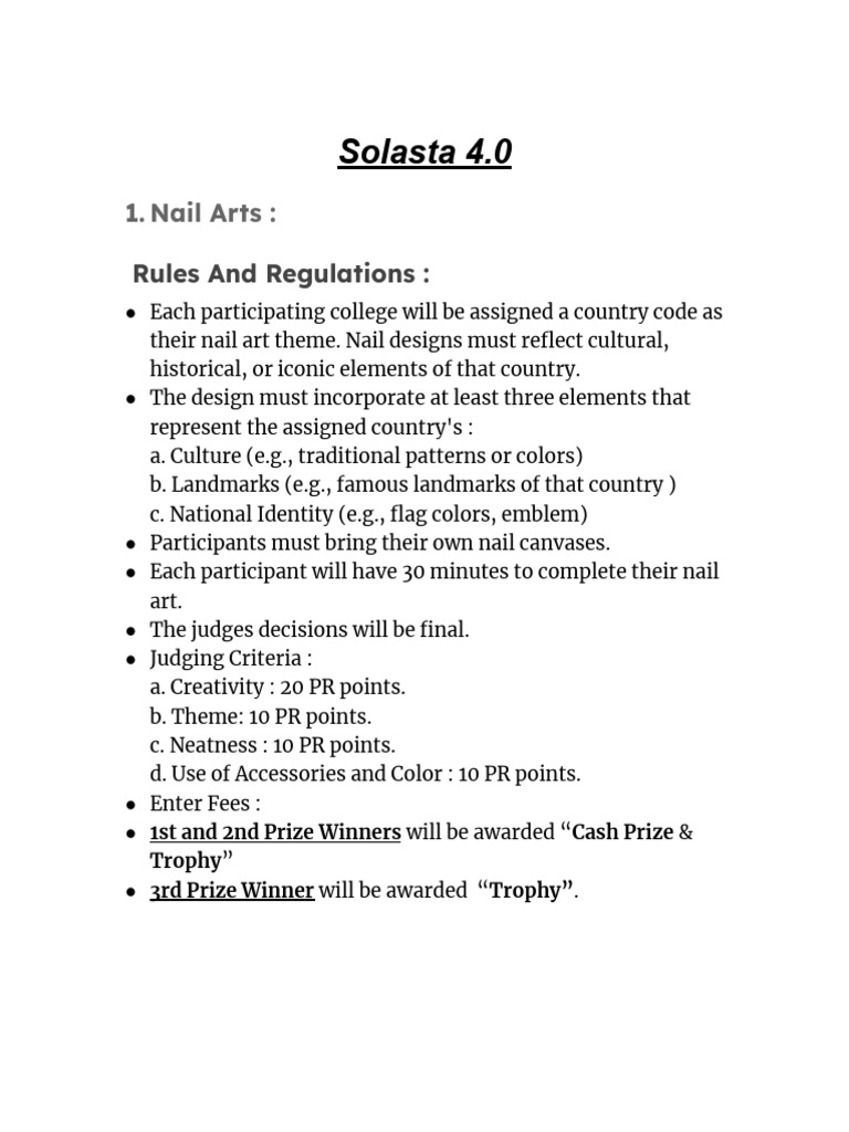 Solasta Events Rules and Regulations | PDF | Dances | Performing Arts