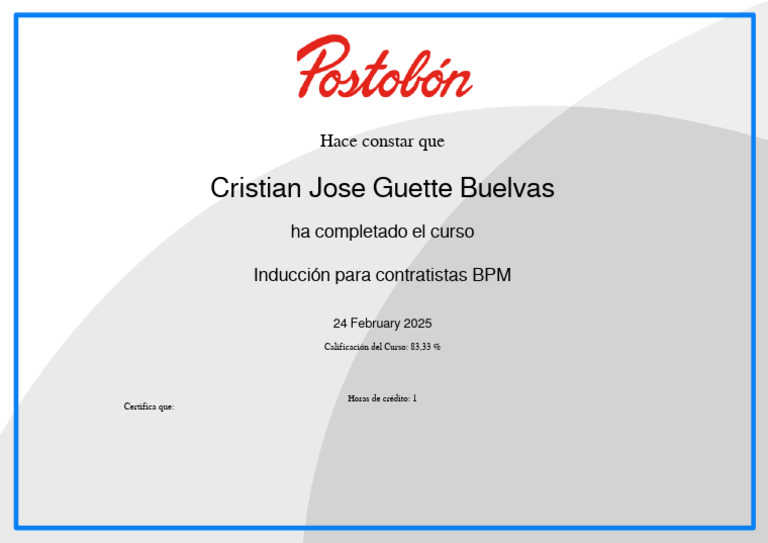 BPM - Certificado BPM - Jose Guette | PDF