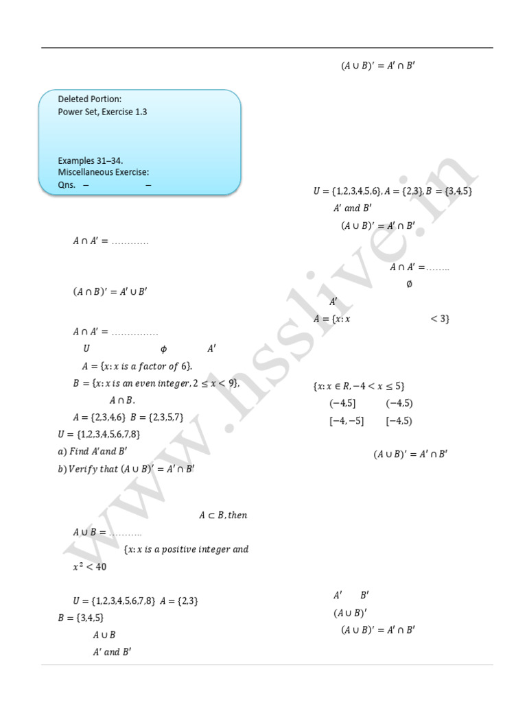 Hsslive - Xi - maths-QB - 01 SETS | PDF | Mathematics
