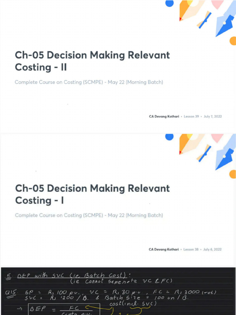 Ch05 Decision Making Relevant Costing II With Anno | PDF