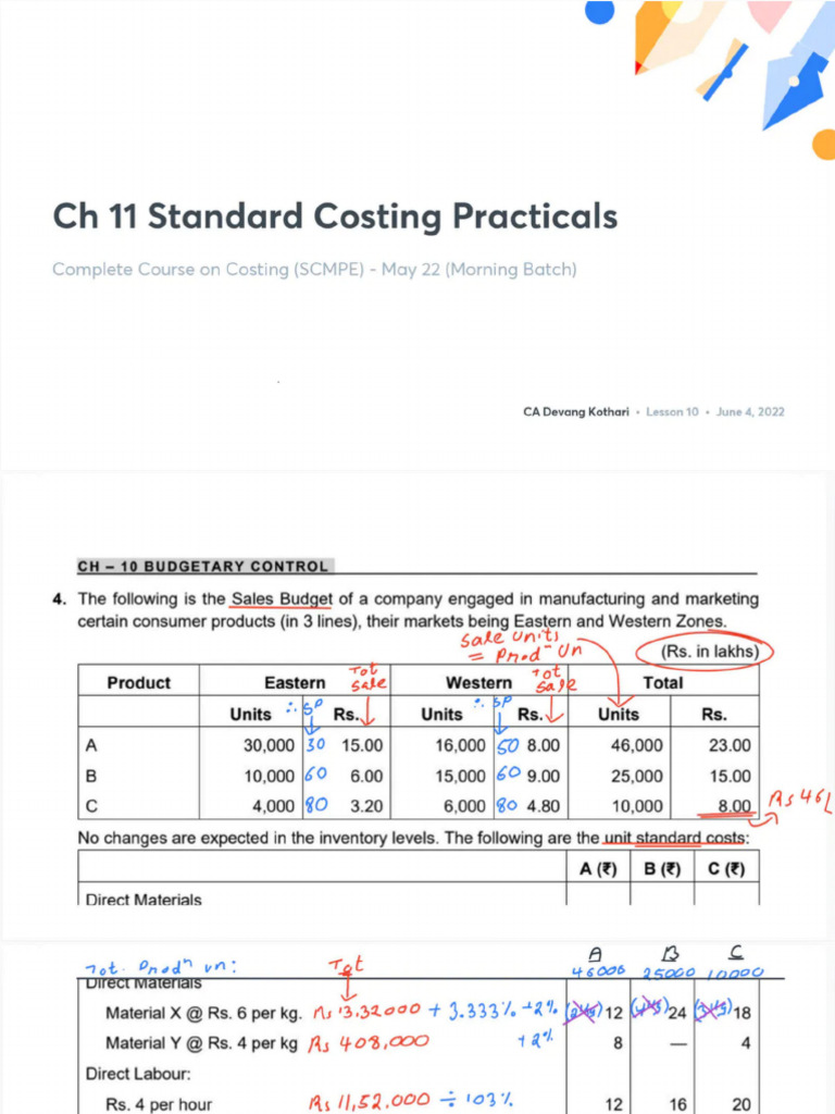 CH 11 Standard Costing Practicals With Anno | PDF