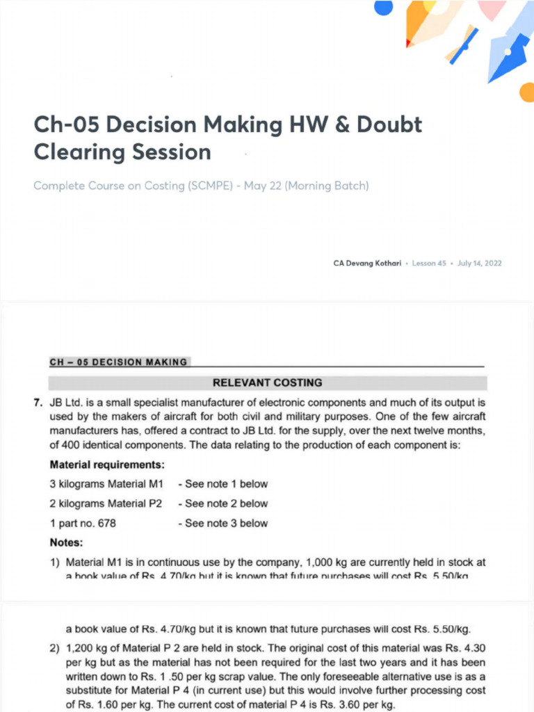 Ch05 Decision Making HW Doubt Clearing Session With Anno | PDF