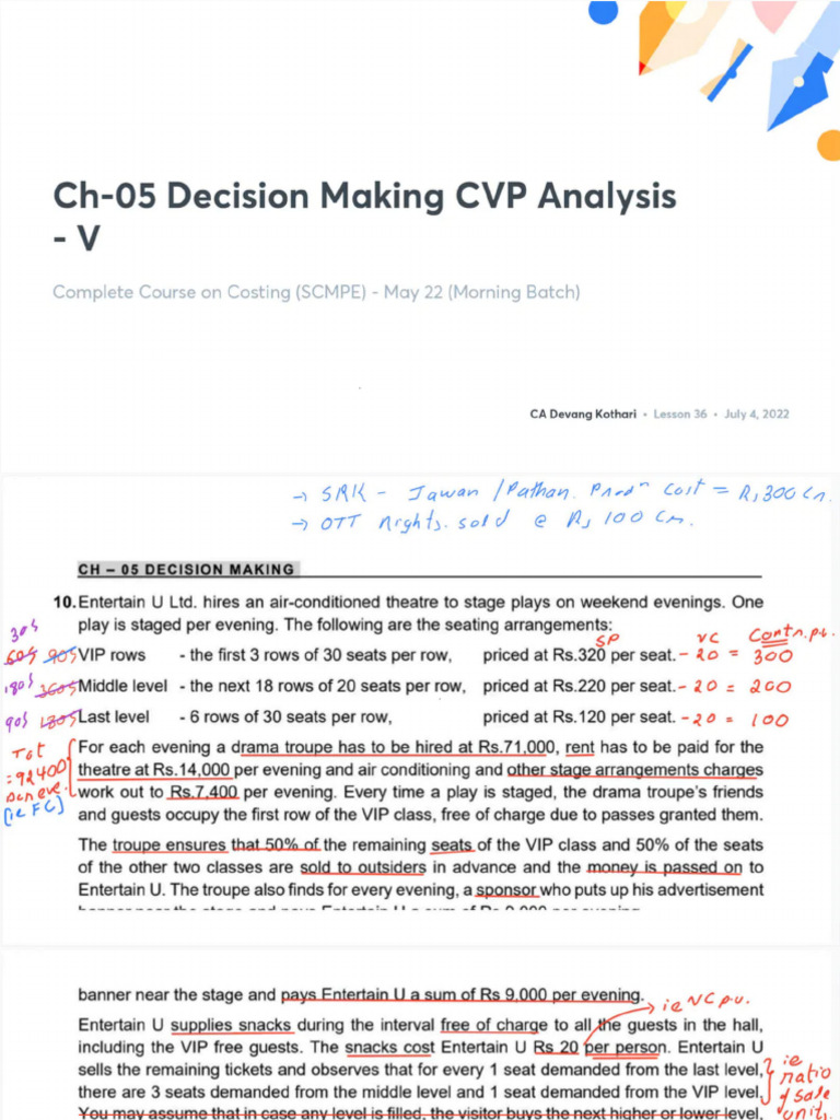 Ch05 Decision Making CVP Analysis V With Anno | PDF