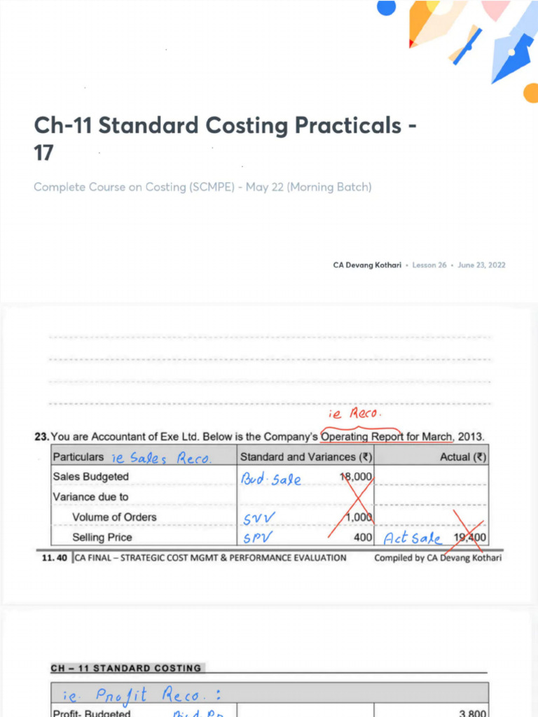 Ch11 Standard Costing Practicals 17 With Anno | PDF