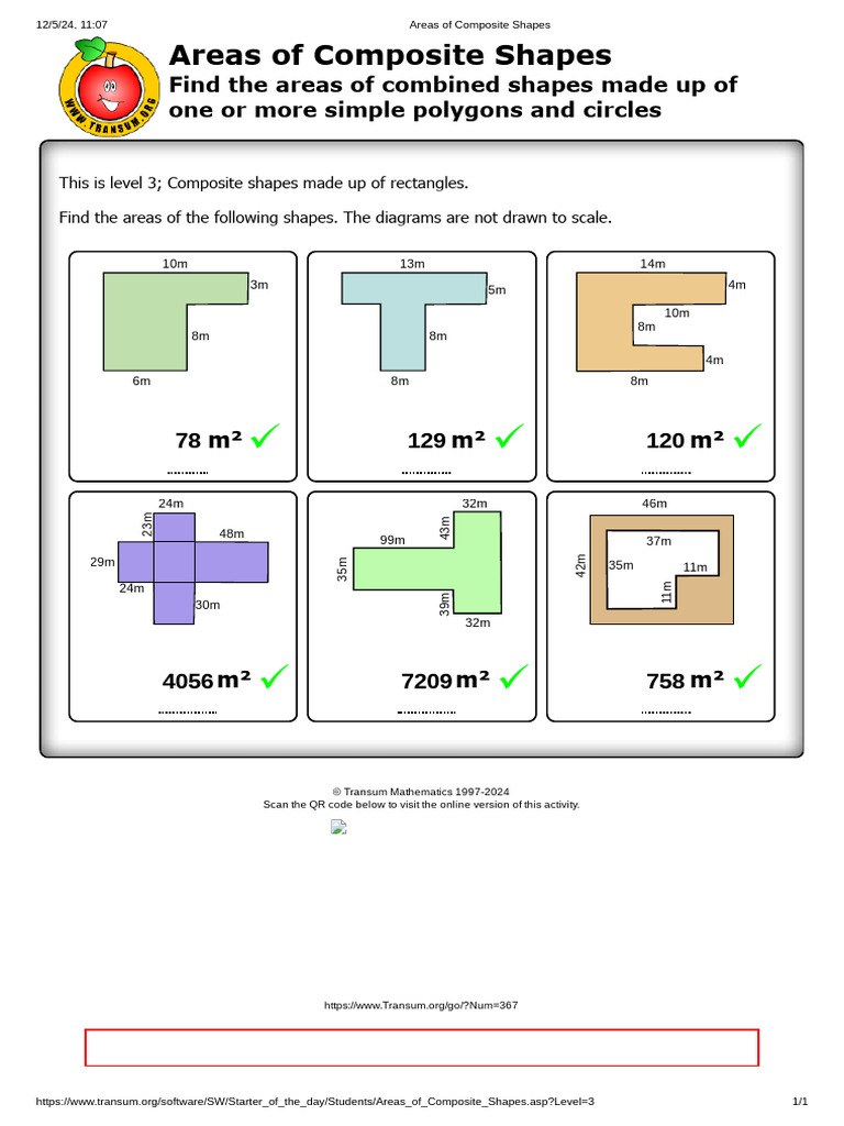 Areas of Composite ShapesL3 | PDF | Area | Shape